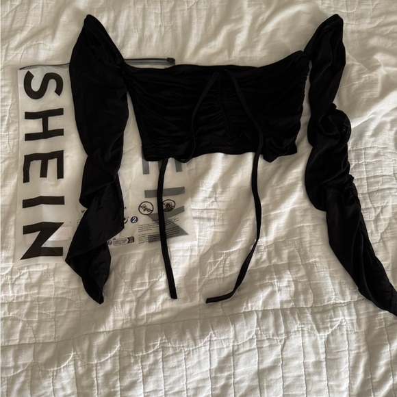 SHEIN | Tops | Nwt Shein Bae Off Shoulder Drawstring Ruched Front Crop ...